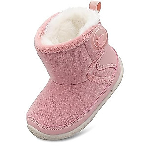 JIASUQI Toddler Winter Shoes Pink Boots for Toddler Girls Toddler Boot Slippers Pink Size 5.5-6