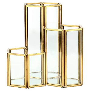 Makeup Brush Holder, with Non Slip Bottom Elegant Design Gold Glass Stationery Organizer, for Home Decor Desk Dresser for Office Decor