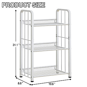 Azheruol Bookshelf Storage Shelf Bookcase Freestanding Storage Stand Book Organizer for Living Room, Bedroom, Kitchen, Rust Resistance,Easy Assembly Multi-Functional Organizer(3 Tiers,White)