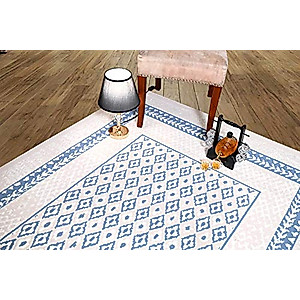 Furnish my Place Bordered Transitional Rug - 7 ft. 8 in. x 11 ft, Light Blue, Accent Rug with Geometric Pattern
