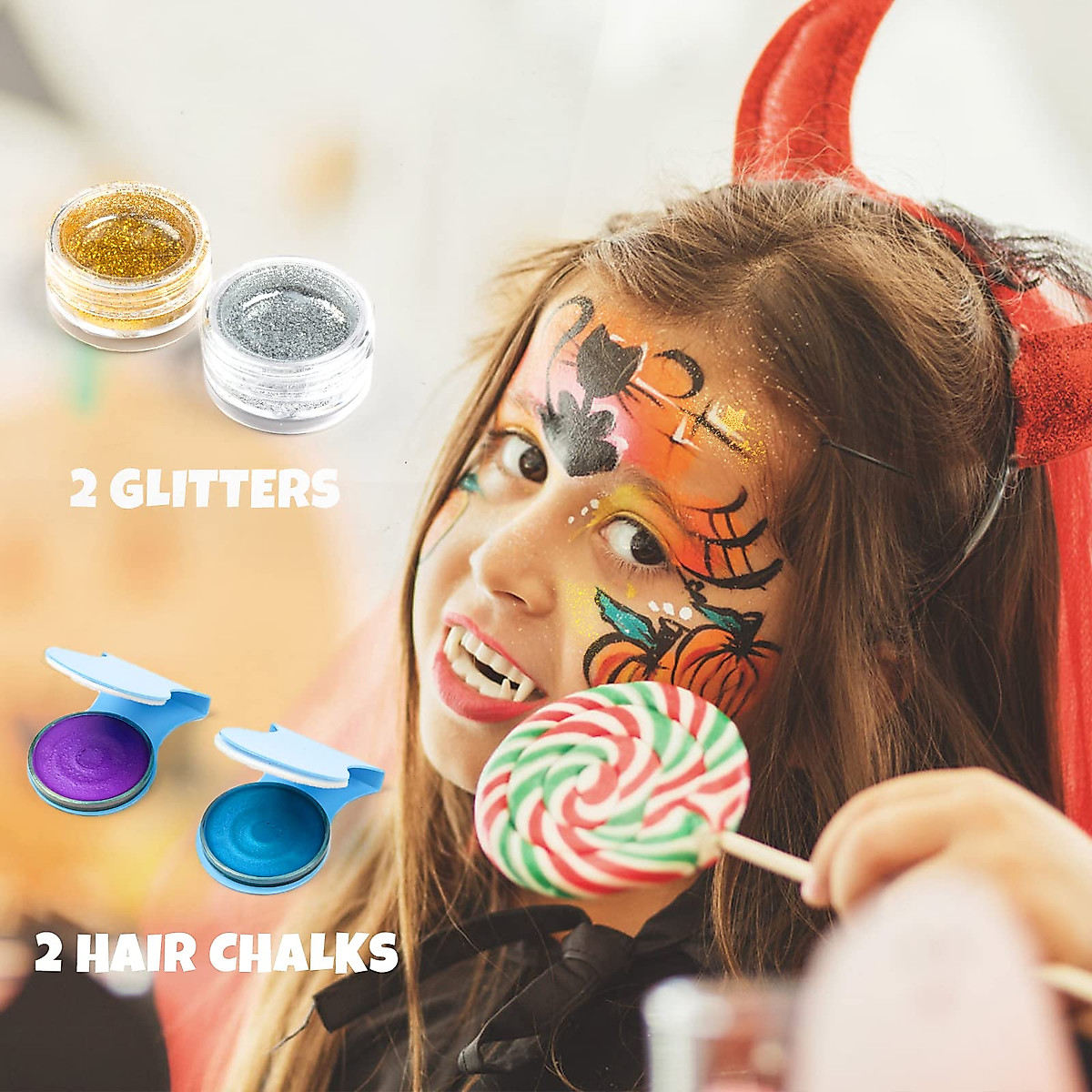 COVACURE Face Paint Kit for Kids - 22 Vibrant colors and 160-piece Kit for Face Painting, Non-Toxic & Hypoallergenic Face Painting Kit for Halloween Makeup, Cosplay, Carnivals and Stage Performance