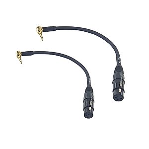 WJSTN Right Angle 3.5 mm TRS to 3-pin Female XLR Adapter XLR to 3.5mm Microphone Cable (8in/2Pack)