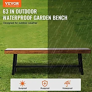 VEVOR Wood Outdoor Bench, 3-Person Garden Bench, 500 lbs Load Capacity,Weatherproof Never Rot Patio Bench for Garden, Park, Yard, Front Porch-63