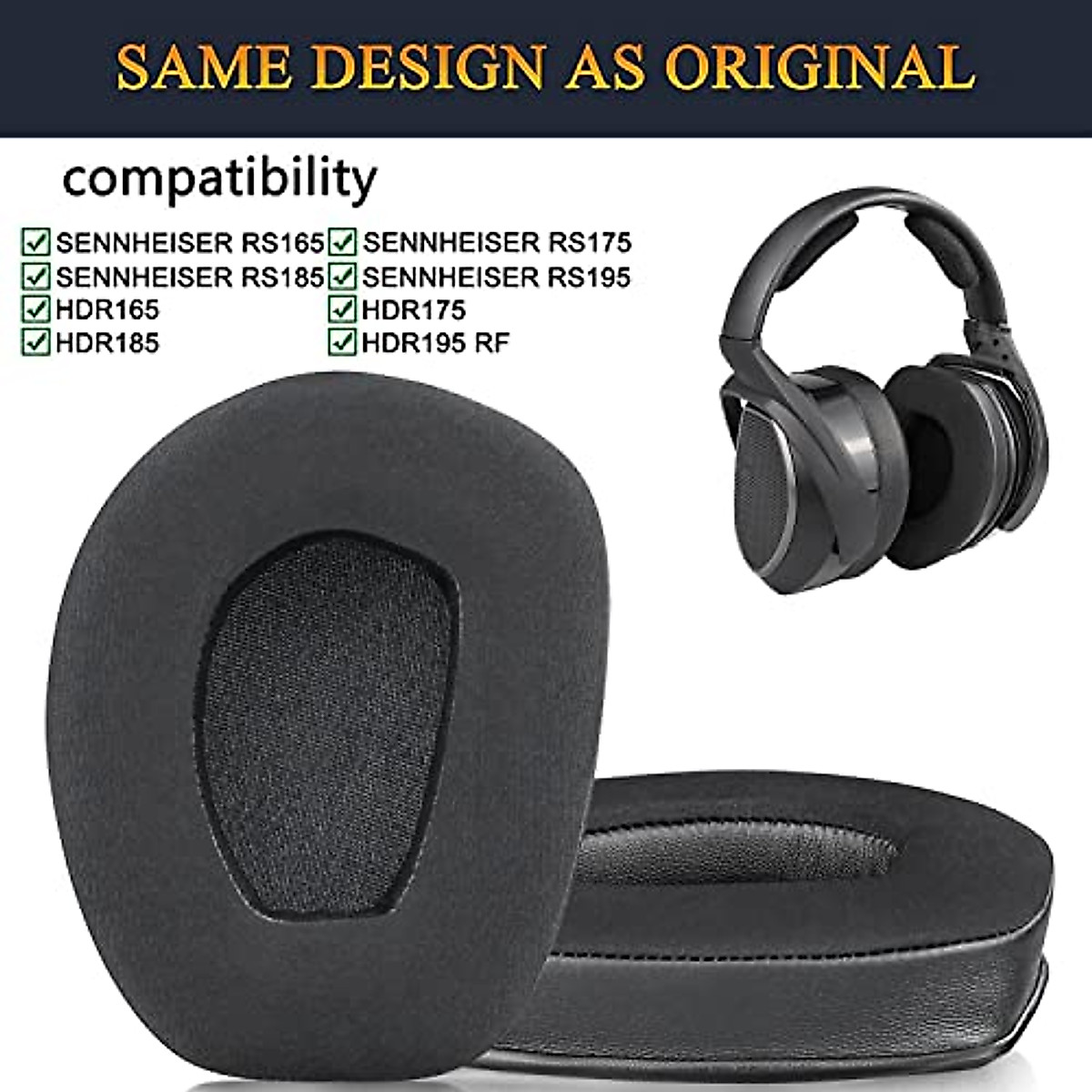 SOULWIT Cooling-Gel Earpads Replacement for Sennheiser RS165/TR165/RS175/TR175/RS185/TR185/RS195/TR195(RS/TR 165 175 185 195 RF), Ear Pads Cushions for HDR165/HDR175/HDR185/HDR195(HDR 195RF)Headphones