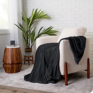 Bare Home Fleece Blanket - Twin/Twin Extra Long Blanket - Black - Lightweight Blanket for Bed, Sofa, Couch, Camping, and Travel - Microplush - Ultra Soft Warm Blanket (Twin/Twin XL, Black)