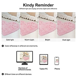 uxcell Heart Shaped Rugs for Bedroom,Small Aesthetic Carpet Girls,Cute Shaggy Floor Mirror Mat,Pastel Furry Throw Rug 2.3ftx3ft, Light Pink