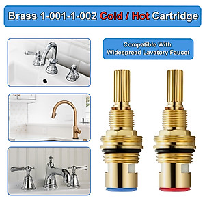 Brass 1-001 & Brass 1-002 Ceramic Valve Cartridge, Compatible with Cold widespread Cartridge and Hot widespread Cartridge, Brass Construction, include Brass 1-001 & Brass 1-002