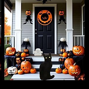 Zen Living Pro Black Plush Cuddle Cat Shaped Throw Pillow – Cute Fluffy Stuffed Long Animal Plushies, Life Size Spooky Cushion, Realistic Halloween Gothic Boho Decor Gift