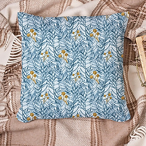 Whaline 12Pcs Winter Cotton Fabric Bundles Watercolor Christmas Fat Quarters White Blue Snowflake Leaves Printed Sewing Fabrics for DIY Handmade Crafting, 18 x 22 Inch