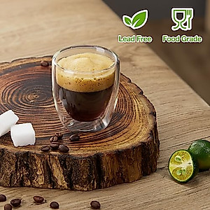 Gencywe Double Walled Espresso Cups Set of 4, 3 Ounce Clear Expresso Coffee Mugs, Espresso Shot Glasses, Double Wall Insulated Espresso Cups Suit for Espresso Machine, Microwave Safe