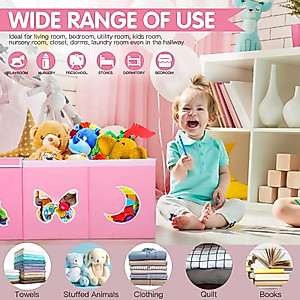 Geetery Extra Large Toy Chest Storage Box Girls Toy Storage Chest Unicorn Toy Organizer with Lid 40.4 x 14.0 x 16.3'' Collapsible Storage Bin with Handle and Mesh Pocket for Nursery Playroom Bedroom