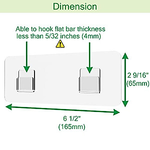 STARICH Shower Caddy Adhesive Replacement, Shower Shelf Adhesive, Shower Adhesive Strips, Adhesive Stickers Transparent 2 Flat Hooks 6 1/2" 6 Pack