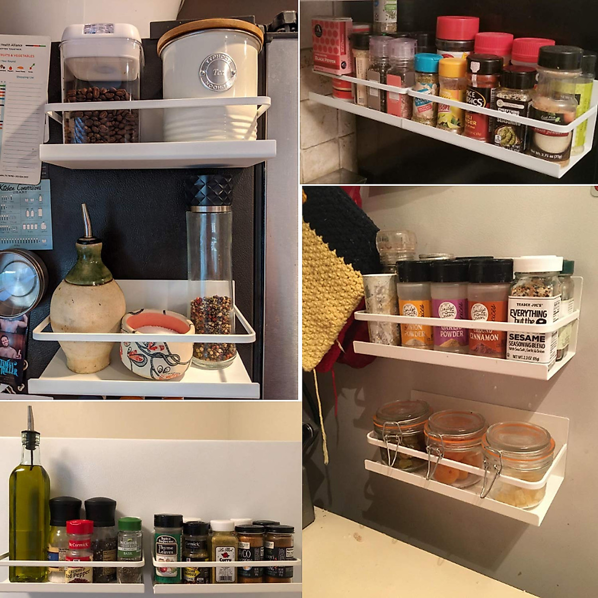 Kulmeo Magnetic Spice Rack Magnetic Shelf for Refrigerator Magnetic Fridge Spice Rack White 2 Pack