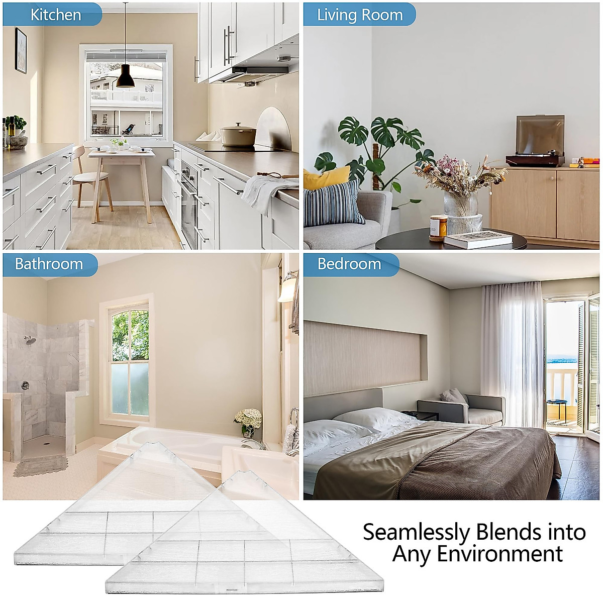 evron Corner Mounting Shelf,Easy to Install Wall Corner Shelf,Wood Immitation with Hole Pattern,Set of 2 (Clear)