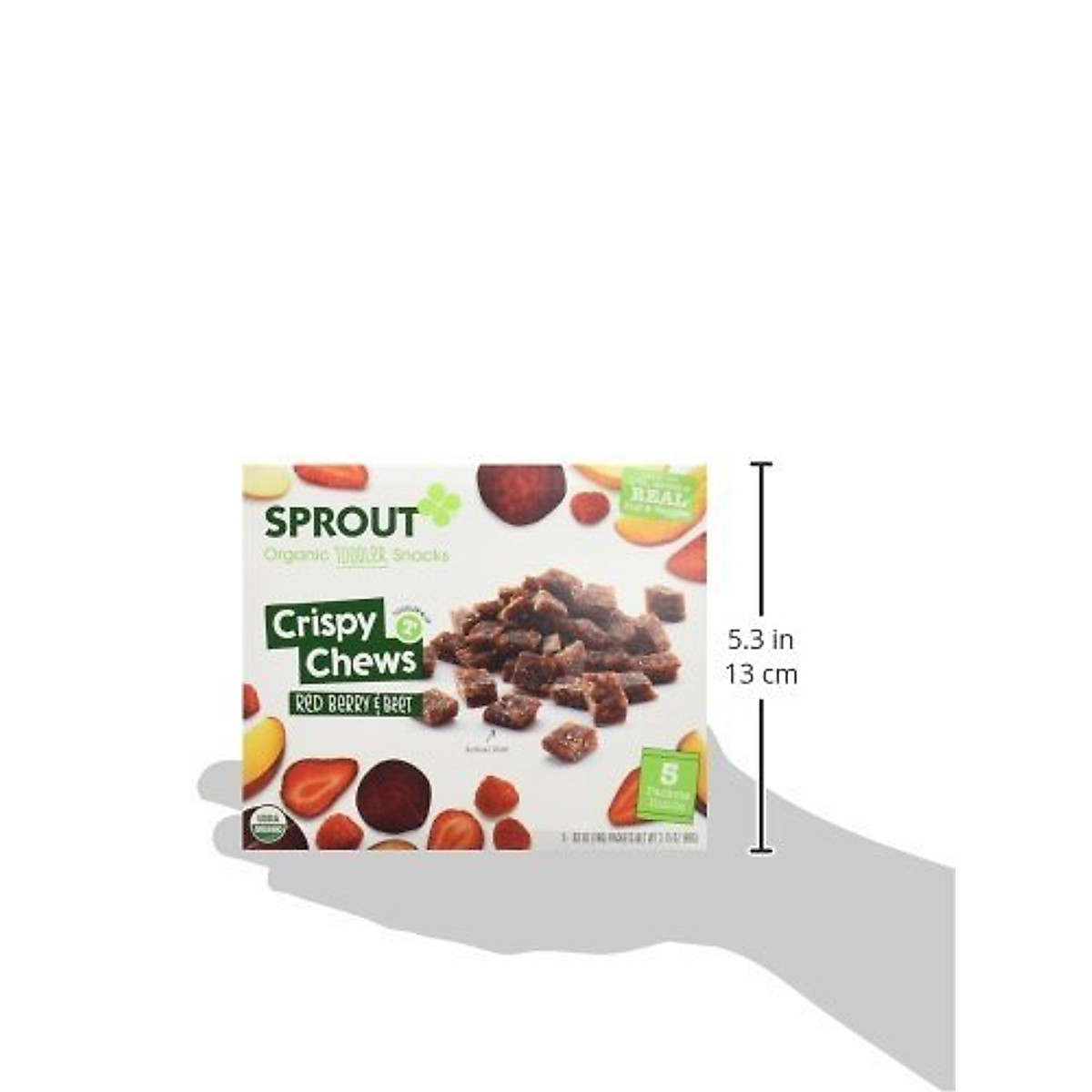 Sprout Organic Baby Food, Stage 4 Toddler Fruit Snacks, Red Fruit Beet & Berry Crispy Chews, 0.63 Oz Single Serve Packs (5 Count)