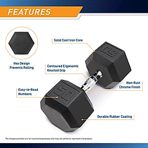 Marcy Rubber Hex dumbbell - 50 lb, sold as each