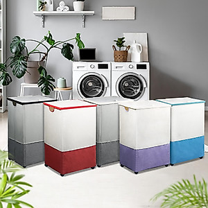 Laundry Basket with Wheels- guofa 105L Large Laundry Hamper with Lid, Upgraded Freestanding Dirty Clothes Hampers with Removable Laundry Bags for Home Storage