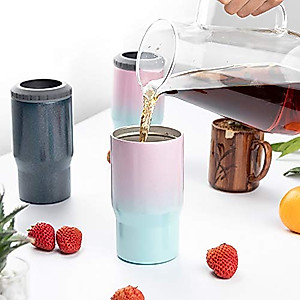 4 in 1 Can Cooler Water Bottle, 12oz Stainless Steel Beer Bottle with Straw Fits Slim Skinny Bottle & Can, Non-Slip | Pink