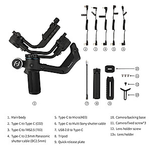 FeiyuTech SCORP-C Camera Gimbal Stabilizer, Max 5.5lbs Payload, 3-Axis Handheld Gimble Stabilizer for DSLR and Mirrorless Camera, Fits for Sony, Lumix, Nikon, Canon, Fujifilm, Cable Control