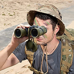 20x50 Military Binoculars for Adults with Smartphone Adapter - Compact Waterproof Tactical Binoculars for Bird Watching Hunting Hiking Concert Travel Theater with BAK4 Prism FMC Lens, Mud