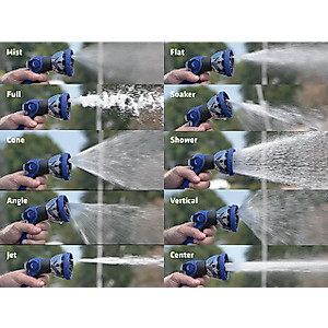 VIKING Hose Nozzle, Garden Hose Nozzle with 10 Spray Patterns, Adjustable Heavy Duty Thumb Control Water Hose for Washing Car, Watering Plants, Washing Pets, and Home Use