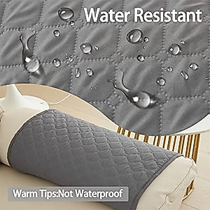 EXTLEZSA Sofa Armrest Cover, Headrest Cover for Recliner Chair Arm Cover,Armchair Slipcover Nonslip Quilted Furniture Protector for Pets Leather Sofa Couch (Dark Gray,1 Person (Set of 3))