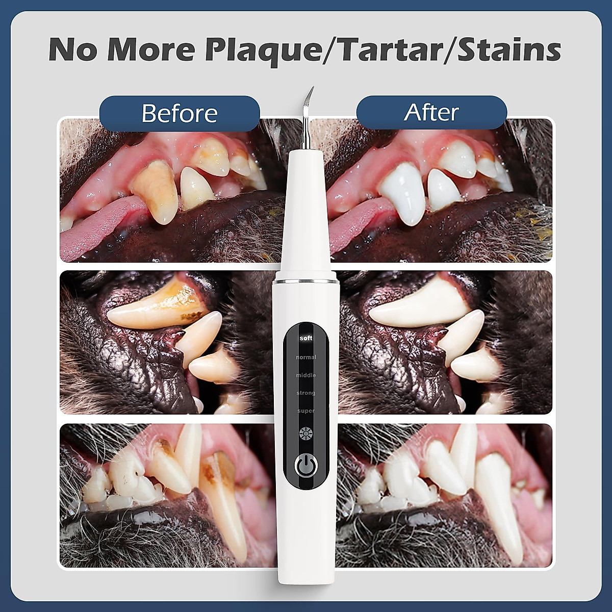 Aiieim Plaque Remover for Teeth,Dog Teeth Cleaning kit,Tartar Remover for Dog Tooth,5 Modes Ultrasonic Dental Tool Cleaner & Scraper for Pet Tooth with Led Light-White