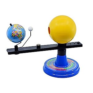 Illuminated Sun, Earth & Moon Orbital Model, 12.25" H x 16.25" W - 12V Light Bulb Demonstrates Sunlight on Earth & Moon - Solar Eclipse Demonstration - Includes Experiment Guide - Eisco Labs