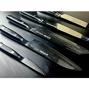 Kitory Damascus Santoku Knife 7", for bigger or larger hands, Japanese Kitchen Knife with VG10 67 Layers Super Steel- Black G10 Handle-Gift Box Included, 2024 Gifts For Women and Men