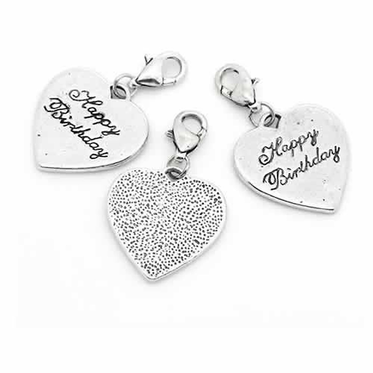 Sexy Sparkles Clip on Happy Birthday Birthstone on Heart Bead for European Jewelry with Lobster Clasp