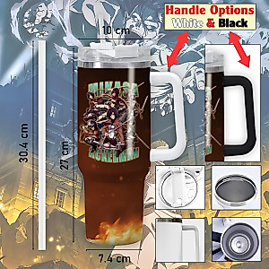 TEEDUU Tumbler 40 Oz Insulated Tumbler With Handle Stainless Steel Double Wall Vacuum AOT Anime Tumblers Hot Cold Tea Coffee Travel Cup Thermos Mug Gift for men women