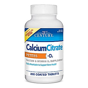 21st Century Calcium Citrate + D3 Petites Coated Tablets 200 ea