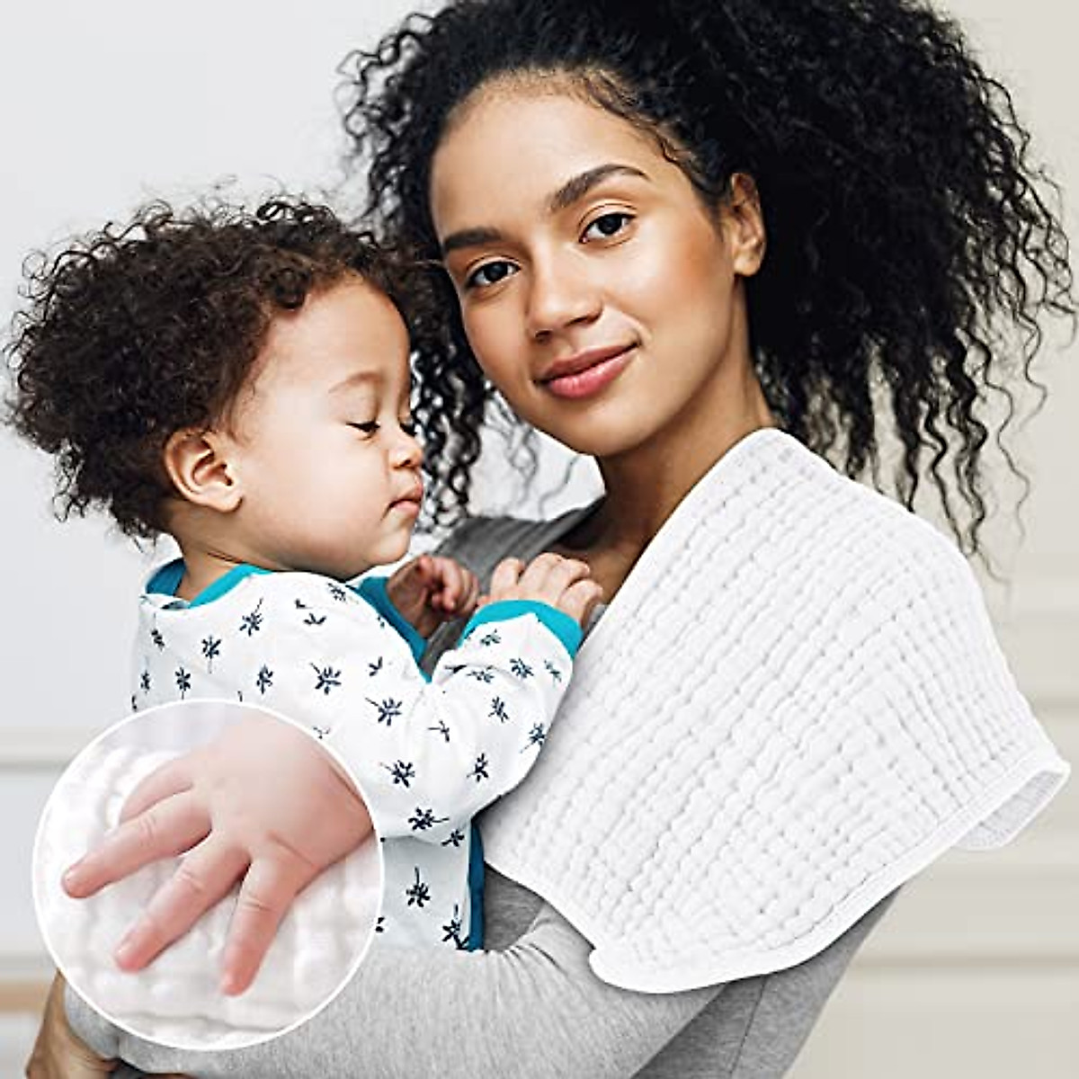 Yoofoss Muslin Burp Cloths 10 Pack Baby Washcloths Large 20''X10'' 100% Cotton 6 Layers Super Soft and Absorbent - White