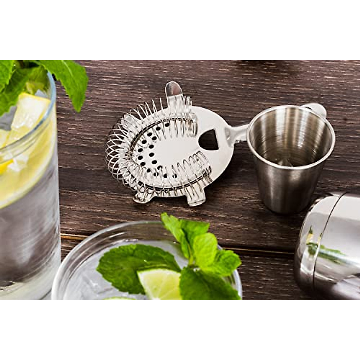 LexiHome 16 Pc Cocktail Making Set, Bartender Kit, Cocktail Shaker Gift Set, Bar Accessories, Drink Tool Kit with Drink Shaker, Hawthorne Strainer, Bar Spoon, Bottle Opener, Tin Shot Glasses, & More