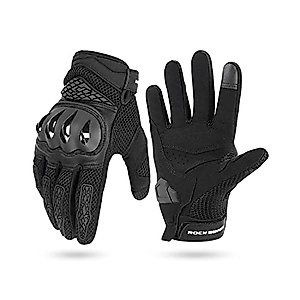 KEMIMOTO Men’s Motorcycle Gloves Touchscreen Dirt Bike Gloves Hard Knuckle Motorcycle Gloves for Men Women Motorcycle Riding Gloves Biker Gloves for Motorcycle Racing BMX ATV MTB Cycling (M, Black)