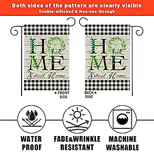 Spring Garden Flag Home Sweet Home Buffalo Plaid Decor Farmhouse Rustic 12x18 Double Sided Burlap Vertical Yard Decor Patio Lawn Outdoor Decorate(HOME)
