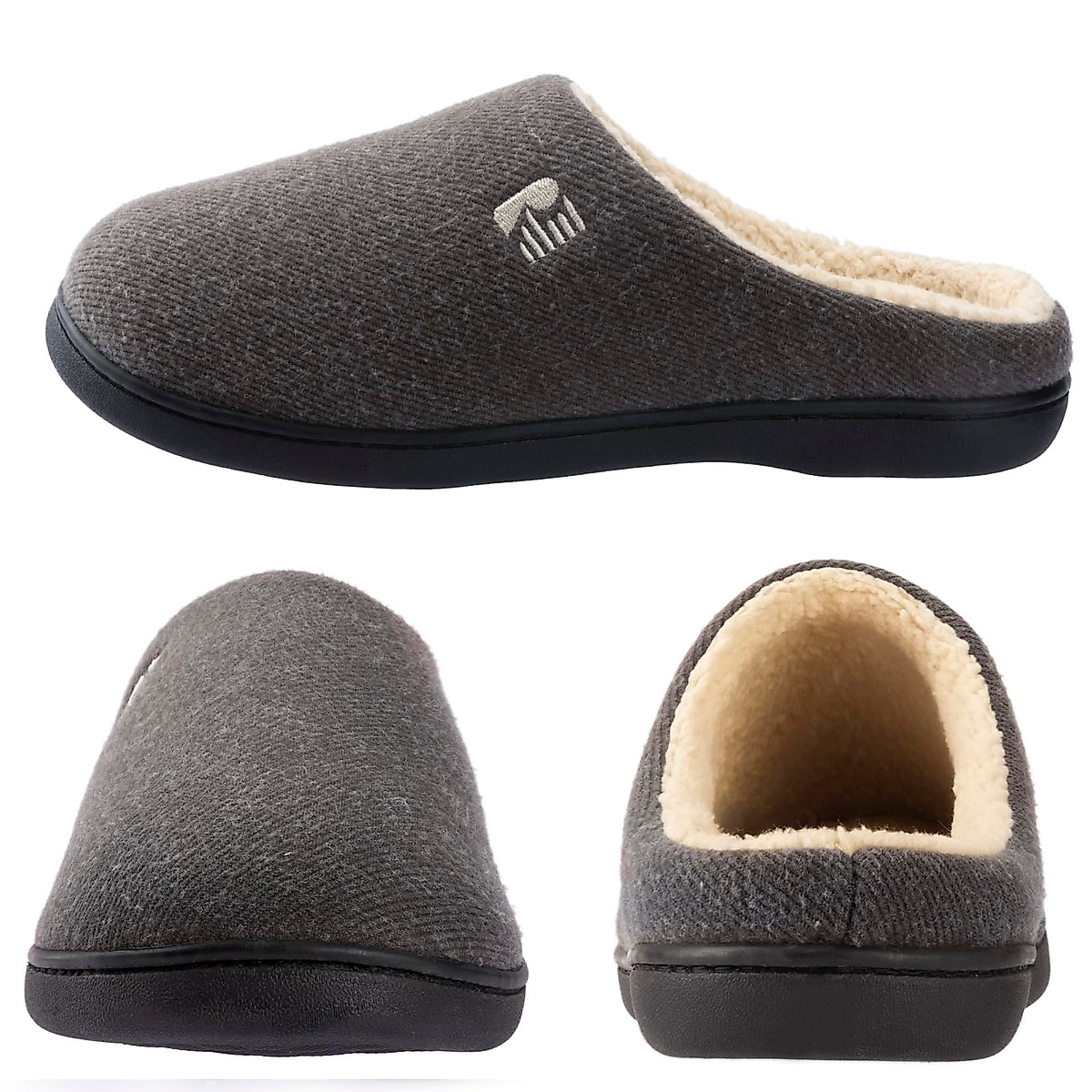 RockDove Men's Sherpa Lined Memory Foam Clog Slipper, Size 10.5 US Men, Grey