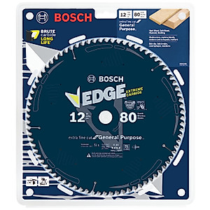 BOSCH DCB1280 12 In. 80 Tooth Edge Circular Saw Blade for Extra-Fine Finish, Black