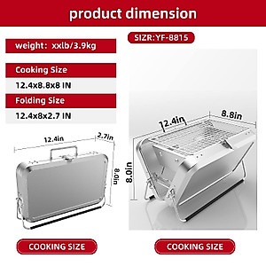 COWEKAI Mini Charcoal Grill, Portable Backpack Stainless Steel BBQ Grill, Table Top Collapsible Barbecue Grill for Small Patio and Backyard, Foldable Outdoor Accessories for Camping, Picnic, Beach