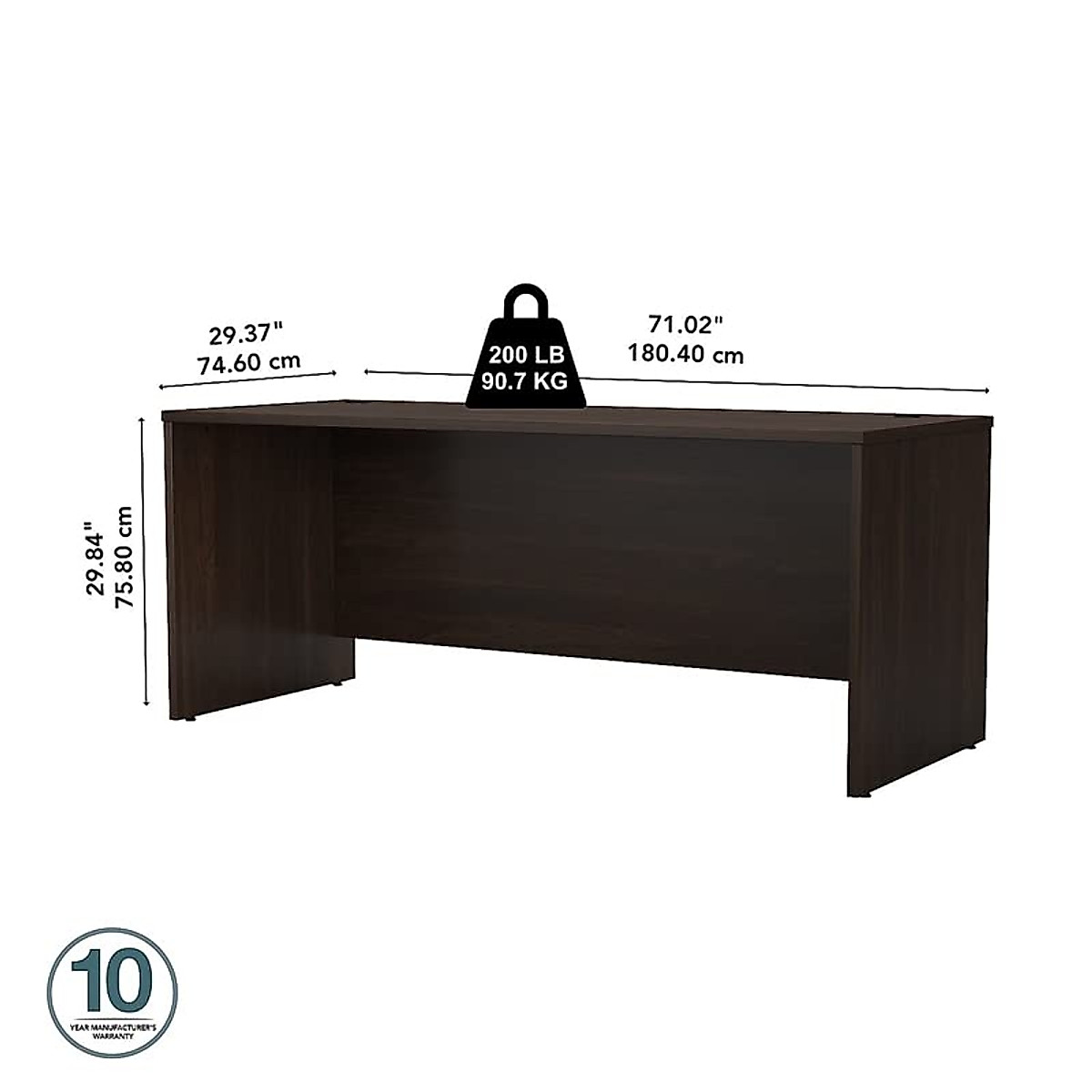 Bush Business Furniture Studio C Home Office Desk, 72W x 30D, Black Walnut