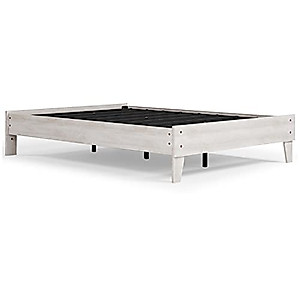 Signature Design by Ashley Shawburn Modern Farmhouse Platform Bed, Queen, Whitewash