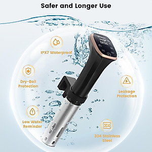BLITZHOME Sous Vide Cooker, WiFi APP/Touch Control, IPX7 Waterproof Compact Sous Vide Machine Pro, Accurate Temperature & Timer, Ultra Quiet Stainless Precision Immersion Circulator with Recipes