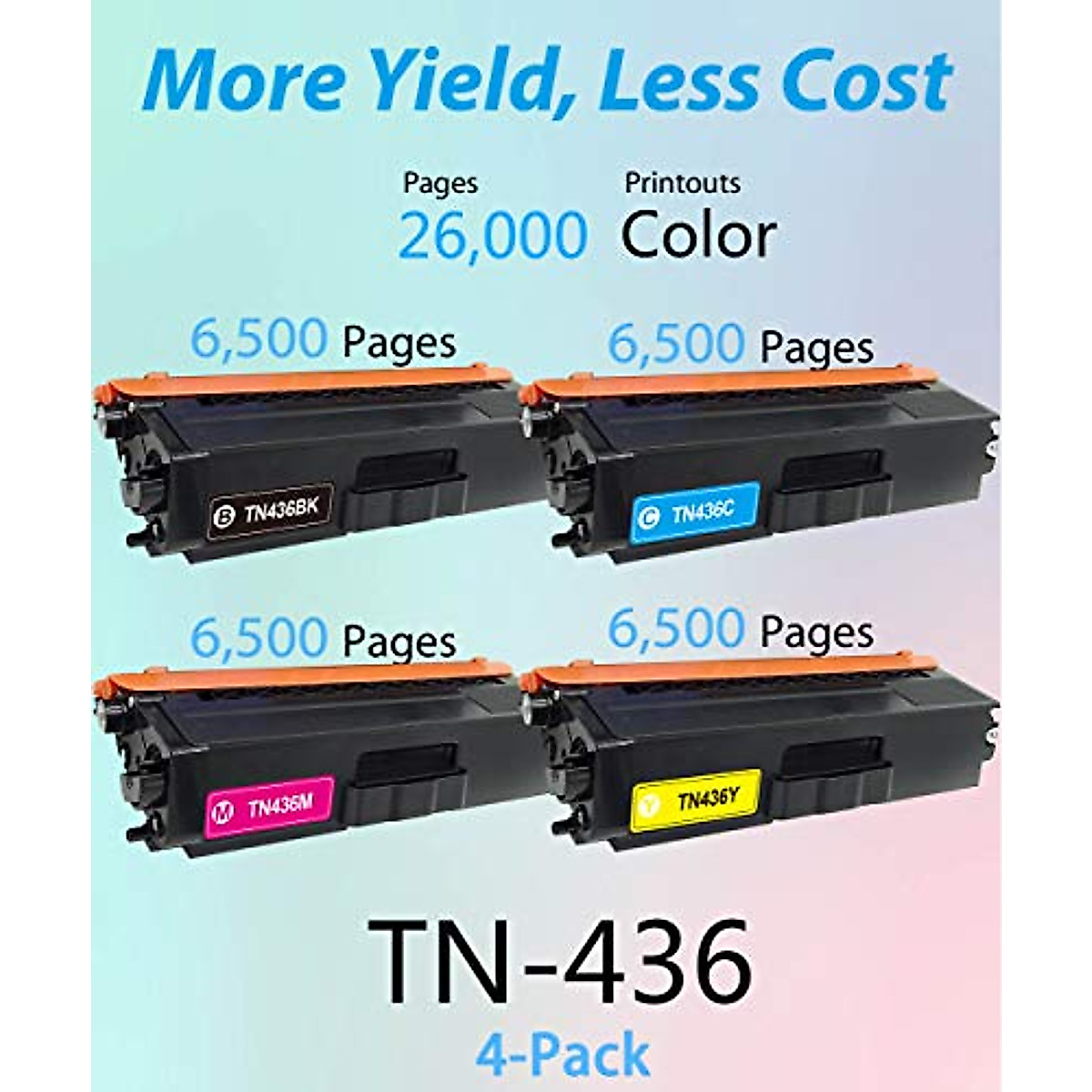 MM Much & More Compatible Toner Cartridge Replacement for Brother TN436 TN-436 Used for HL-L8260CDW L8260CDN L8360CDW MFC-L8690CDW L8900CDW L8610CDW DCP-L8410CDW (Black + Cyan + Magenta + Yellow)