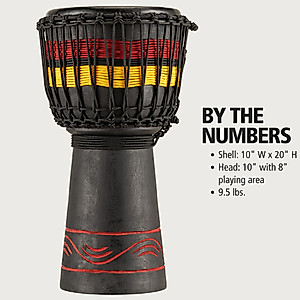 Meinl Percussion Style Djembe Drum, Hand Carved Mahogany — NOT Made in China — African Mali Weave Rope Tuning, 2-Year Warranty (ADJ7-M)