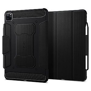 Spigen Rugged Armor Pro Designed for iPad Pro 12.9 inch Case M2 6th Generation (2022) / 5th Generation (2021) with Pencil Holder - Black