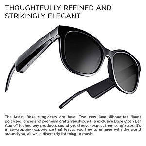 Bose Frames Soprano, Smart Glasses, Bluetooth Audio Sunglasses, with Open Ear Headphones, Cat-Eye, Black