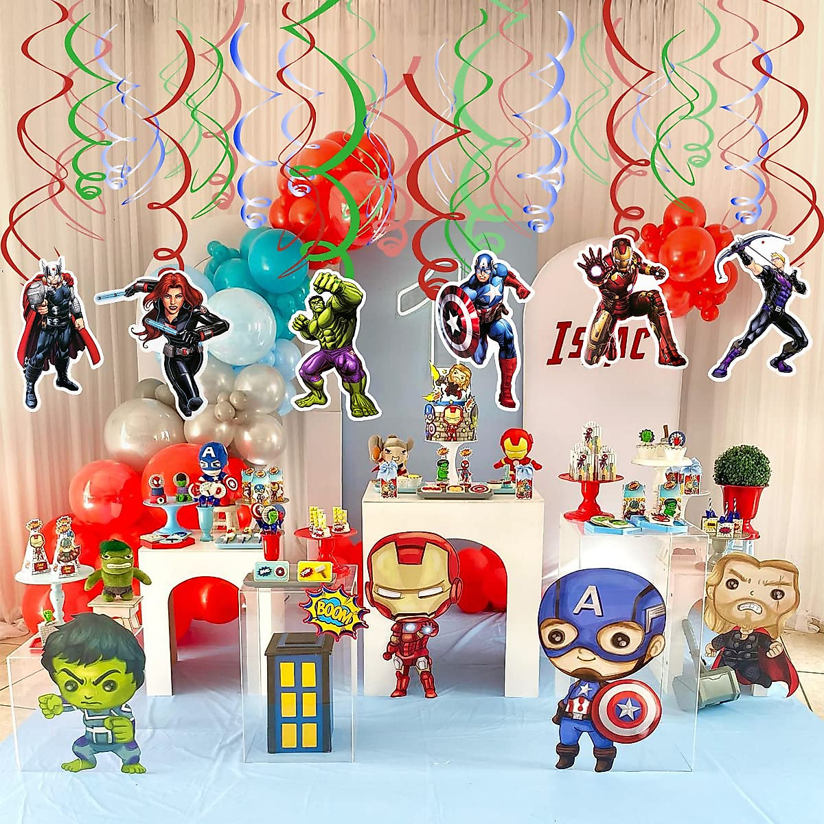 12pcs Party Vortex Decoration for Avengers, Hanging Swirls Decoration for Super Hero Theme Birthday Party Supplies