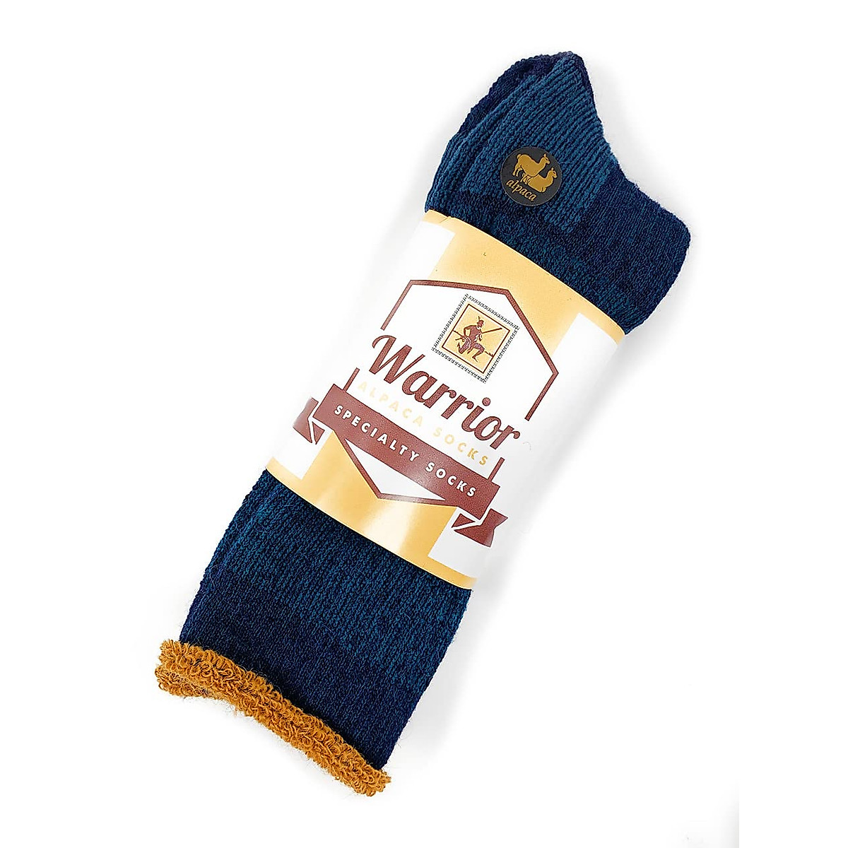 WARRIOR ALPACA SOCKS - Heavy-Duty Terry Lined Endurance Alpaca Socks (Lakeside Blue/Gold, Large)