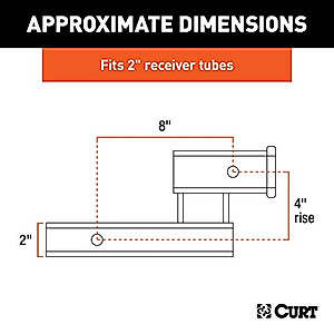 CURT 45798 Trailer Hitch Adapter, 2-Inch Receiver, 4-in Drop or Rise, 7,500 lbs , black