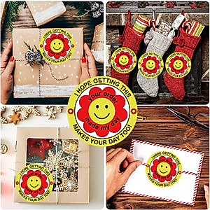 Happy Face Your Order Made My Day Stickers 1.5 Inch Flower Thank You for Your Order Stickers - 500 Pcs Round Thank You Labels Business Stickers for Envelope Packaging Seals